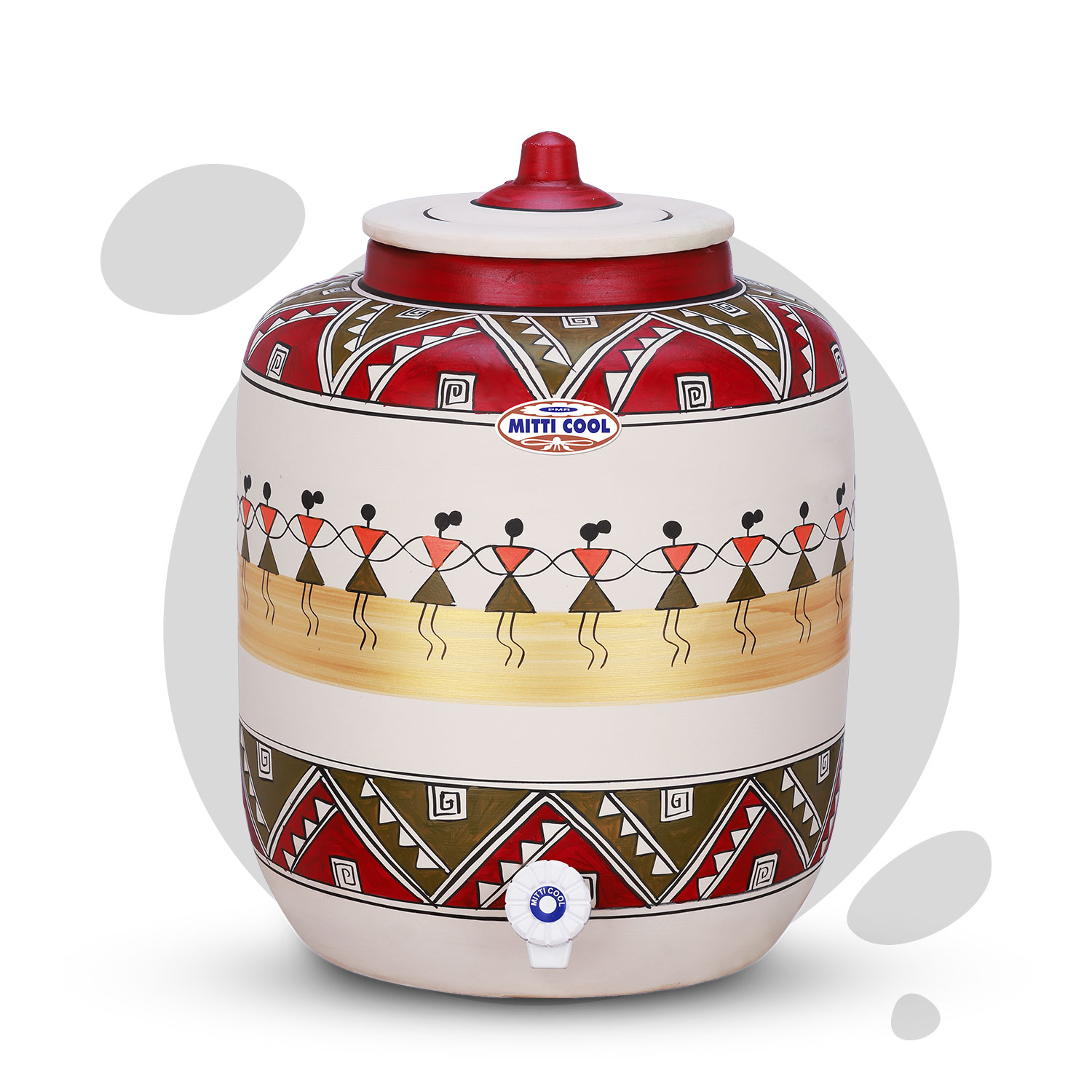 Clay Water Pot 17 Litre Dancing Doll Design – Mitticool